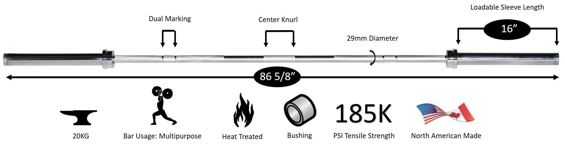 7' USA Power Weight Bar | Olympic Weightlifting Equipment | York Barbell
