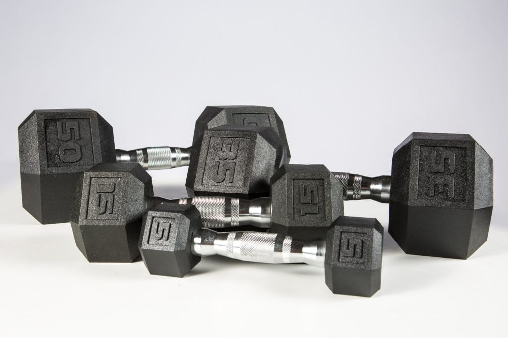 YORK® PVC Hex Dumbbell - Chrome Ergo Handle - York Barbell